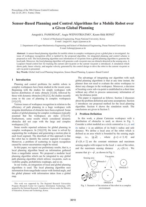 PDF Sensor Based Planning And Control Algorithms For A Mobile Robot Over A Given Global Planning