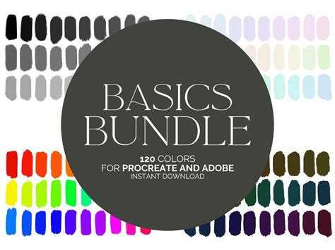 Basic Color Palettes For Procreate And Adobe Essential Swatch Bundle Tools For Digital