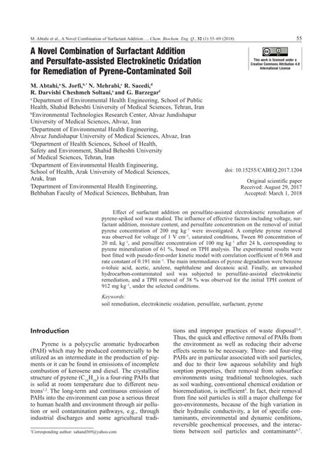 Pdf A Novel Combination Of Surfactant Addition And Persulfate Assisted Electrokinetic