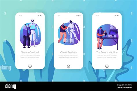 Artificial Intelligence Technology Mobile App Page Onboard Screen Set