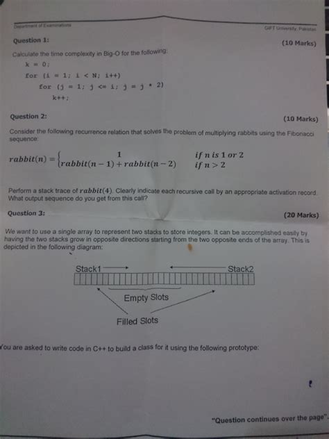 Data Structures And Algorithms Past Paper Spartans Fall 14