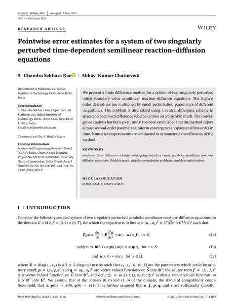 Pointwise Error Estimates For A System Of Two Singularly Perturbed Time‐dependent Semilinear