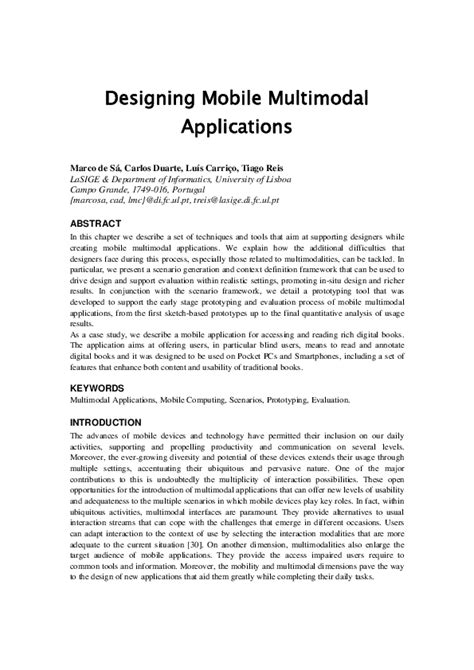 Pdf Designing Mobile Multimodal Applications