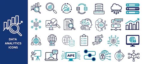 Premium Vector Data Analytics Icon Set Search Data Big Data Analysis