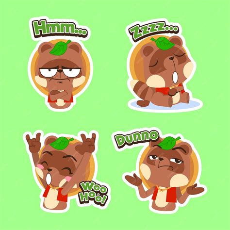 Premium Vector Cute Tanuki Vector Set Tanuki Illustration