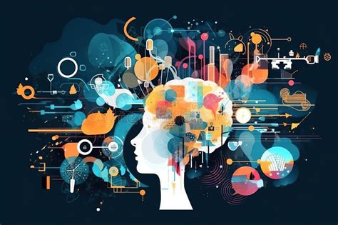 Illustration Of Explosion Of Colours In Human Head Generative Ai Stock