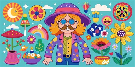 Premium Vector A Cartoon Of A Man Wearing A Purple Hat And Glasses