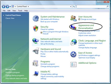 Control Panel Appearances And Personalization Windows Help