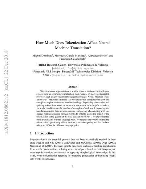How Much Does Tokenization Affect Neural Machine Translation Deepai