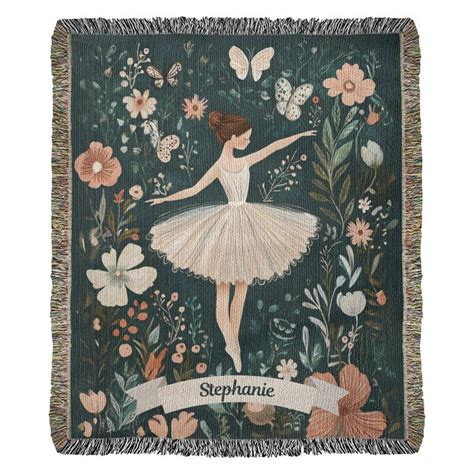 Personalized Ballerina Blanket With Name Custom Ballet Dancer Tapestry