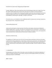 Introduction To Cybersecurity Importance Concepts And Course Hero