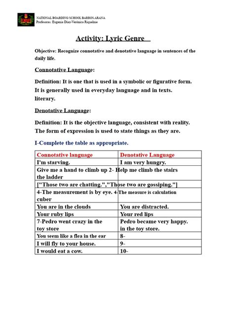 Activity Denotative And Connotative Language Pdf