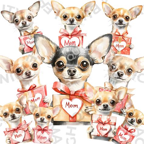 10 Mothers Day Chihuahua Dog Clipart Bundle Mom Mothers Day Png