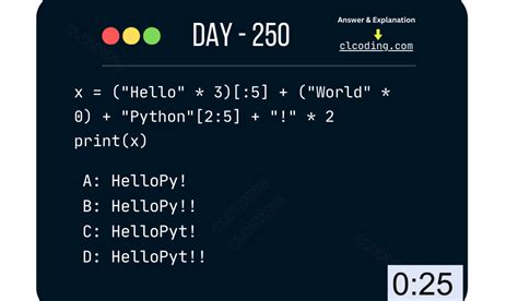 python coding challenge day 250 what is the output of the following