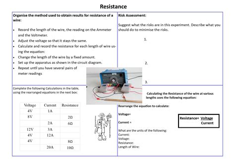 Physics Required Practical Worksheet Revision Teaching Resources