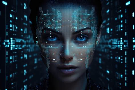 Premium Ai Image Female Face With Matrix Digital Numbers Artifical Premium Ai Image Female Face With Matrix Digital Numbers Artifical