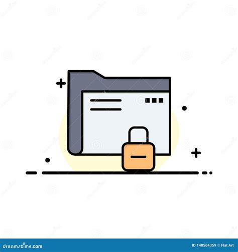 Data Folder Password Protection Secure Business Flat Line Filled