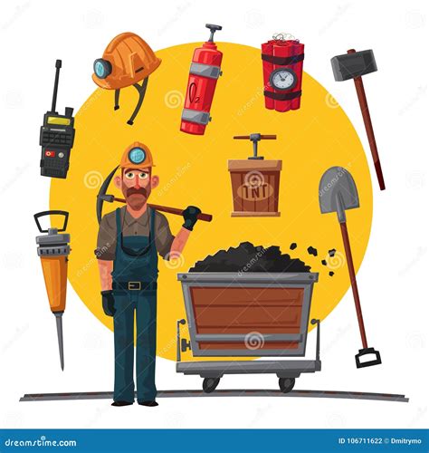 Coal Mining Miner Character And Tools Stock Vector Illustration Of Banner Graphic 106711622