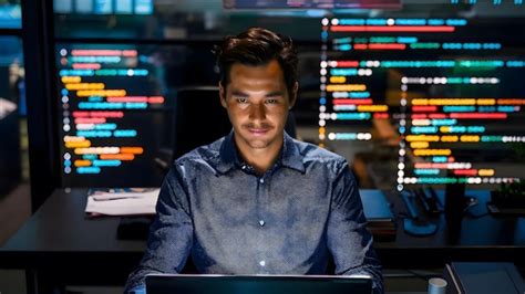 Premium Photo Programmer Working In A Software Develop Company Office