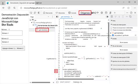 Pausar Código Con Puntos De Interrupción Microsoft Edge Developer Documentation Microsoft Learn