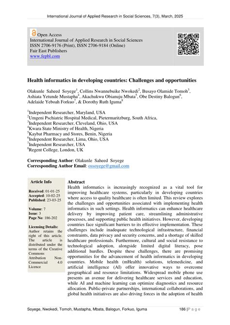 Pdf Health Informatics In Developing Countries Challenges And