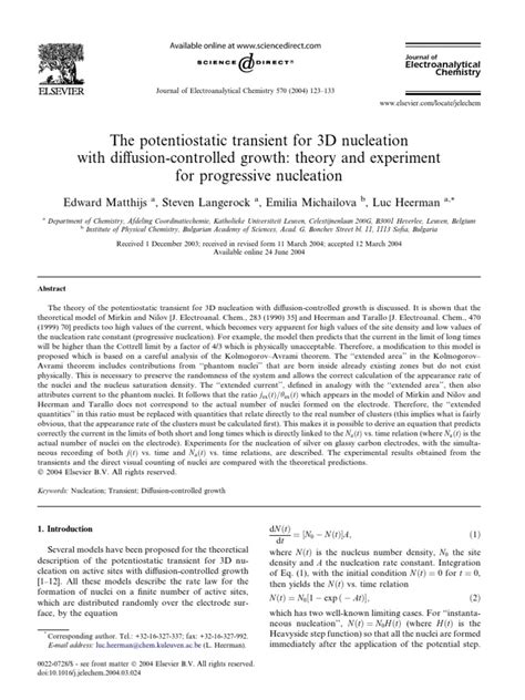 The Potentiostatic Transient For 3d Nucleation With Diffusion Controlled Growth Theory And