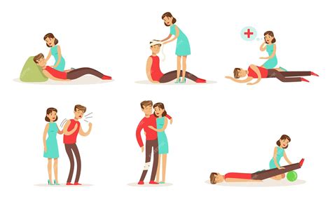 Premium Vector Set Of Emergency First Aid Resuscitation Procedures
