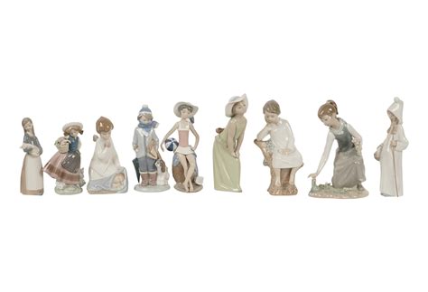 Lot A Group Of Nine Lladro Porcelain Figures