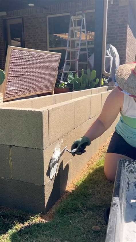 Finishing The Cinderblock Raised Garden Bed With Surface Bonding Cement In 2025 Concrete