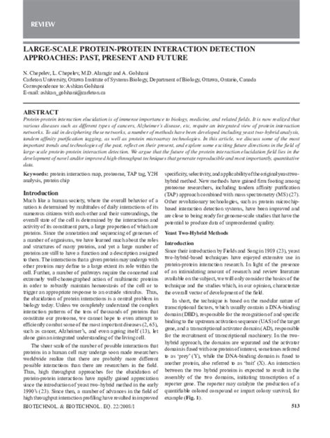 Pdf Large Scale Protein Protein Interaction Detection Approaches Past Present And Future