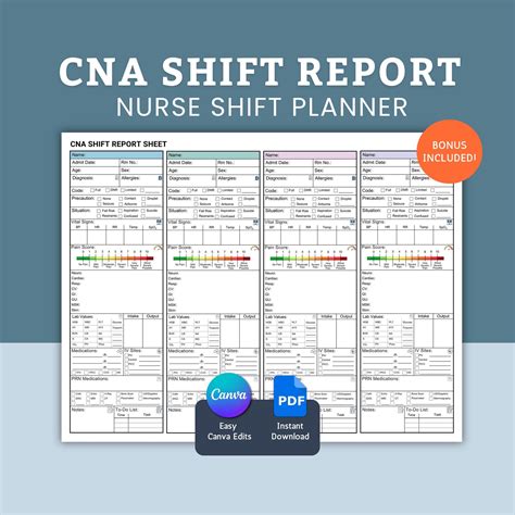 Cna Report Sheet Cna Brain Sheet Cna Report Sheet Med Surg Cna Icu