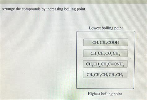Solved Arrange the compounds by increasing boiling | Chegg.com