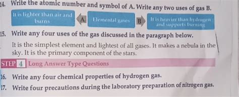 Write The Atomic Number And Symbol Of A Write Any Two Uses Of Gas B It