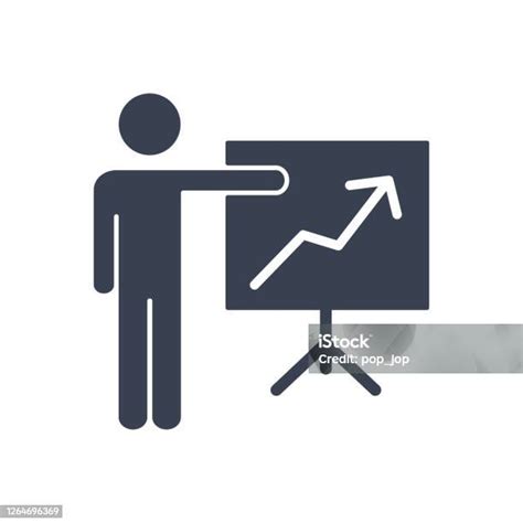 발표자 아이콘 프리젠 테이션 데스크와 남자 그림 주식 벡터 일러스트레이션 0명에 대한 스톡 벡터 아트 및 기타 이미지 0명