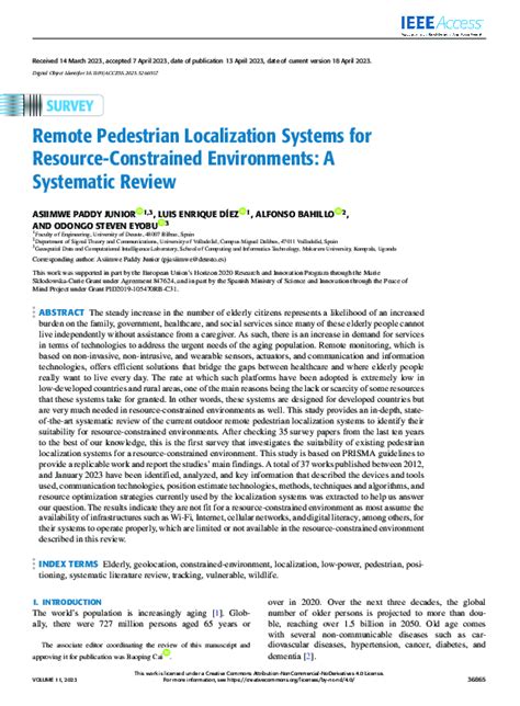 Pdf Remote Pedestrian Localization Systems For Resource Constrained Environments A Systematic