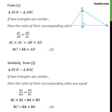 Example 10 Acb 90 And Cd Perpendicular Ab Prove Bc2ac2 Example