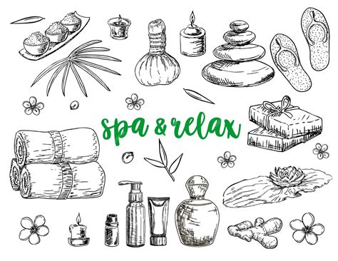 Premium Vector Spa Set Sketch Hand Drawn Set Of Spa Attributes Template For Design Of Spa