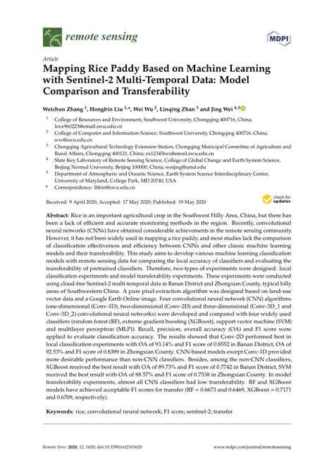 Pdf Mapping Rice Paddy Based On Machine Learning With Sentinel 2