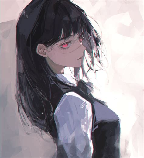 Safebooru 1girl 96yottea Absurdres Black Hair Black Ribbon Blush