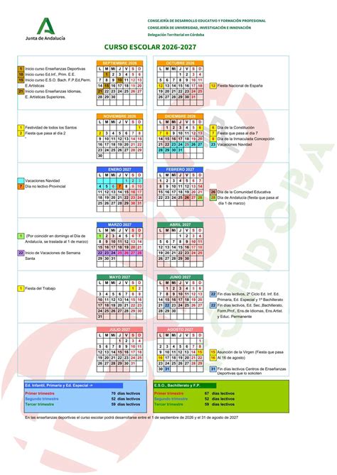 Ya Está Disponible El Calendario Escolar De Córdoba Para El Curso 2026
