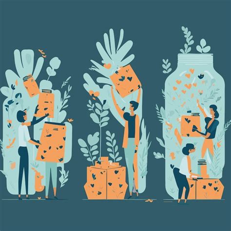 Premium Vector Donation Illustration Set Volunteers Collecting And Packing Used Clothes In