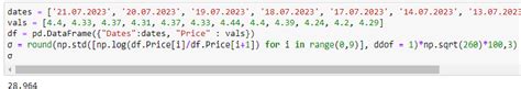 programming how to calculate daily returns and volatility from