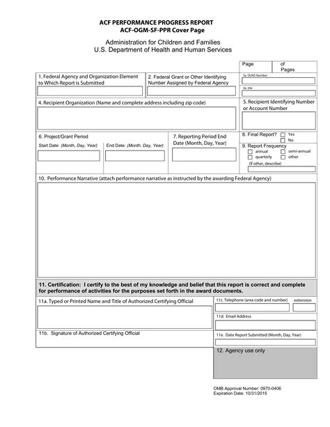 Acf Performance Progress Report Pdf Form Formspal