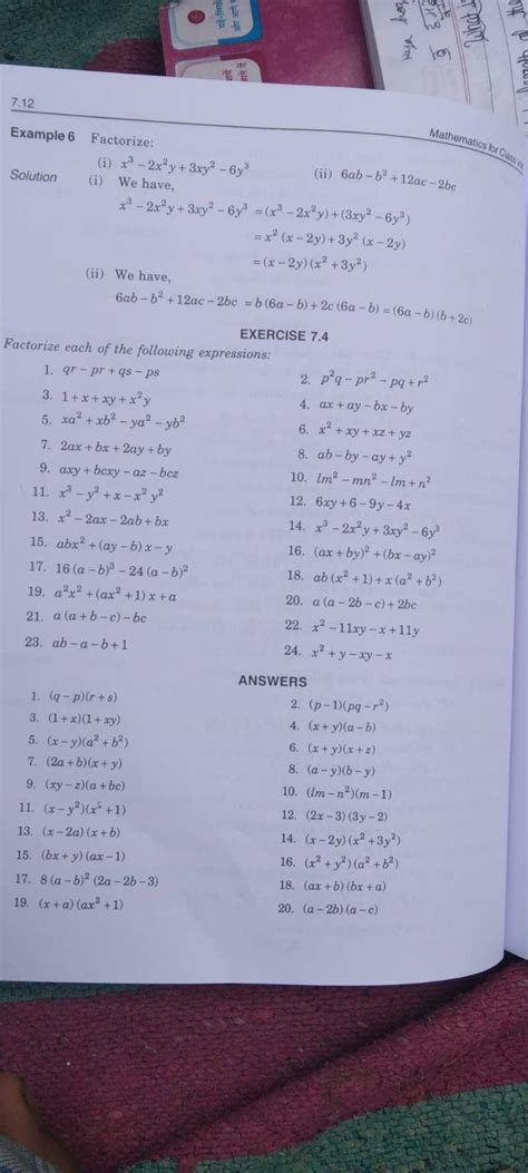 712 Example 6 Factorize Solution I X3−2x2y3xy2−6y3 I We Have Ii