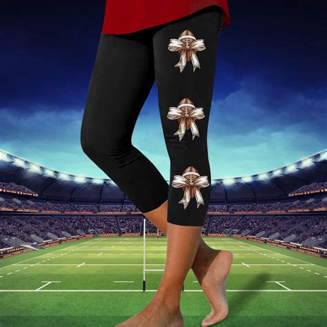 Quindos Capri Leggings For Women Cropped Football Gym Yoga Pants High