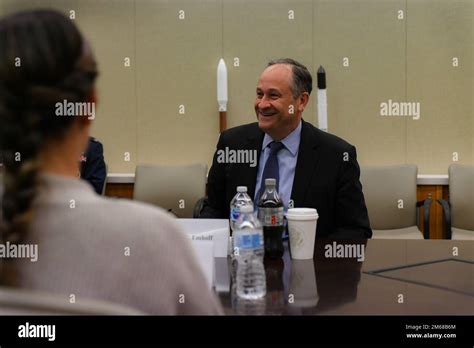 Douglas C Emhoff Second Gentleman Of The United States Smiles During A Military Spouses Event
