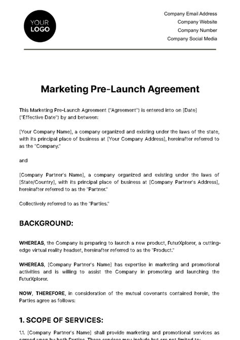 Free Marketing Agreement Templates Editable And Printable