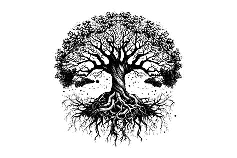 Tree With Roots Clipart Graphic By Illustrately Creative Fabrica