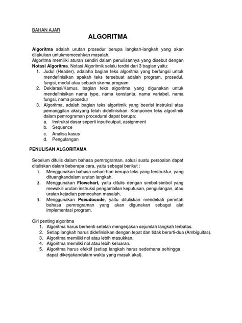 algoritma dan flowchart dasar pdf metode and bahan ajar