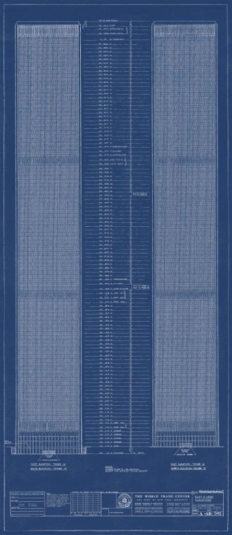 World Trade Center Blueprints Vintage Architecture Wtc Plans Nyc